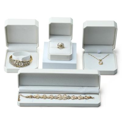 China White Leather Jewelry Storage Box 10x10x5cm for Earrings Bracelet Packaging for sale