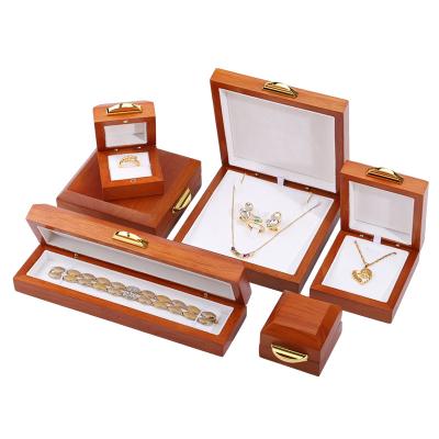 China Handmade Wooden Jewelry Box 6.5x6.5x4.5cm with Custom Logo Embossing for Bracelet Necklace Ring Sets for sale