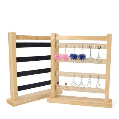 China Solid Wood 4-Layer Stud Earring Display Rack - Customizable Jewelry Exhibition Stand with 300,000 Monthly Capacity for sale