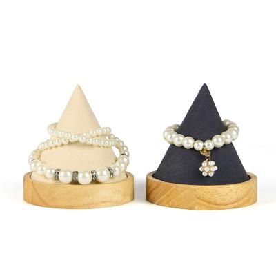 China Wooden Cone Shaped Jewelry Display Stand for Bracelet Bangle Watch Exhibition - 300,000 Monthly Capacity with 20-Day Production for sale
