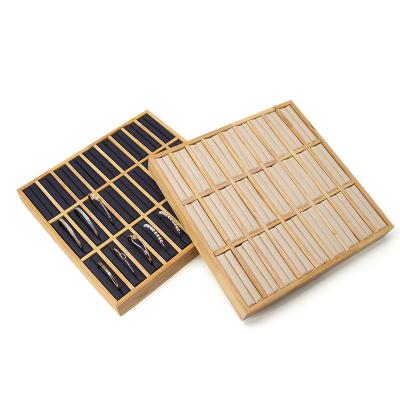 China 3x9 Compact Solid Wood Jewelry Ring Storage Display Tray with 27 Positions - Custom Logo Options Available for sale