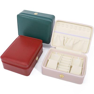 China Custom Ring-Pull PU Leather Jewelry Organizer Box with Multi-Cell Design and Zipper Closure - 300,000 Monthly Capacity for sale