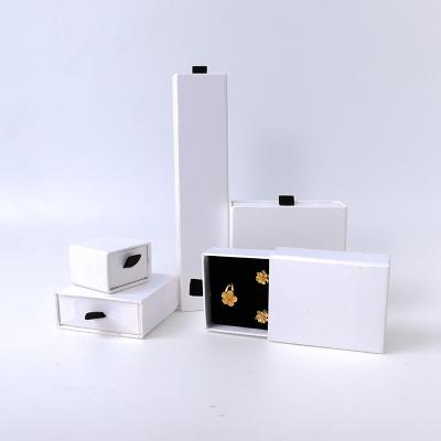 China Eco Friendly Rectangular Paper Jewelry Box with Velvet Inner Custom Size White Drawer for sale
