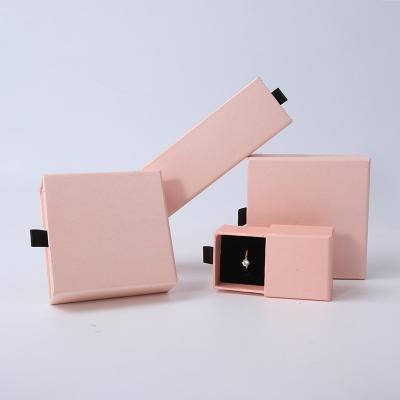 China Rectangular jewellery Box Eco Friendly square paper pink drawer Jewelry Box for sale
