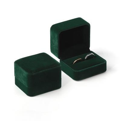 China Custom Size Dark Green Velvet Jewelry Ring Box Wedding Packaging Flip Box 500pcs MOQ for sale