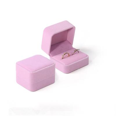 China Custom Size Pink Velvet Jewelry Ring Box Wedding Packaging Flip Jewellery Box 500pcs MOQ for sale