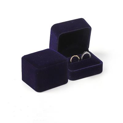 China Custom Size Velvet Wedding Ring Box Double Ring Storage with Personalized Logo for sale