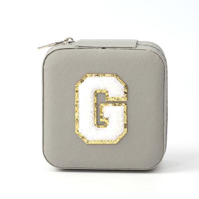 China Small Gray Leather Jewelry Organizer Travel Case with Multiple Compartments - 8x6x2 Inch Compact Storage Box for sale