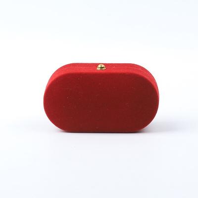 China Custom Red Velvet Double Ring Box Luxury Jewelry Packaging for Wedding Engagement 2 Ring Capacity for sale