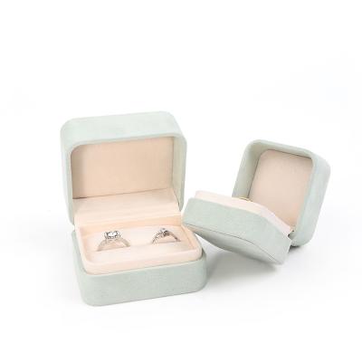 China Customizable Square Velvet Jewelry Ring Box Light Green 2x2x1.5 Inch Packaging for sale