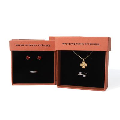 China Custom Eco Friendly Cardboard Drawer Jewelry Box for Necklace Earring Bracelet Ring Orange for sale