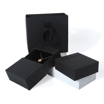 China Custom Eco Friendly Cardboard Drawer Jewelry Box for Necklace Earring Bracelet Ring Black for sale