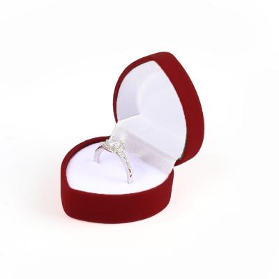 China Custom Velvet Heart Shape Jewelry Ring Box 8x6x3 Inch Red Luxury Storage for sale