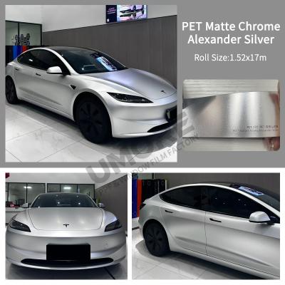 China Removable Matte Chrome Alexander Silver Color Car Body Wrap Film 6 Mil 150 Micron for sale