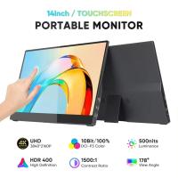 China External 14 inch 4K Portable Touch Monitor USB HD Display Built-in Folding Kickstand Speakers for sale
