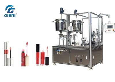 China Semi-Automatic Lip Gloss Filling Machine Rotary Type 24-30pcs/Min with 15L Tank for sale
