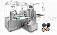 China High Speed Cushion Compact Filling Equipment with Manual Ring Placement and Anti Scratch Ring Pushing for Luxury Cosmetics for sale