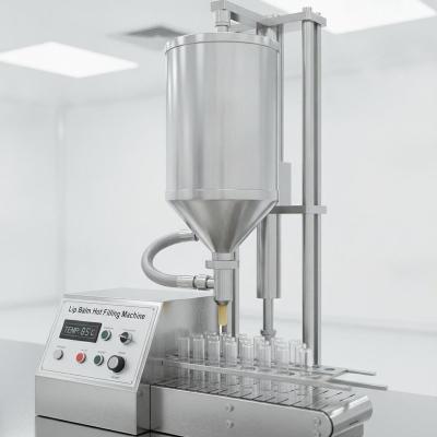China Single Nozzle Lip Balm Filling Machine with Tank Lift and Precise Dosing for Hot Fill Applications for sale