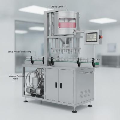 China Servo Driven Precision Hot Filling Machine with Tank Lift Up Down and Vacuum Function for Cosmetic Filling for sale