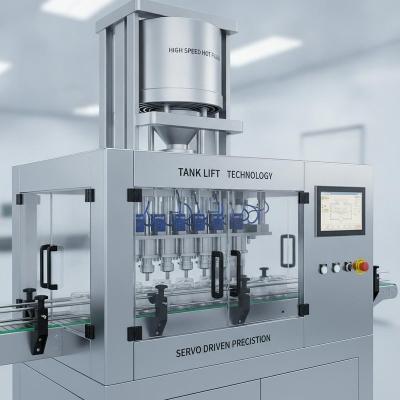 China High Speed Hot Filling Machine with Tank Lift Technology and Servo Driven Precision for Cosmetics for sale