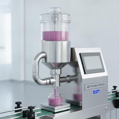 China Single Nozzle Hot Filling Machine with Servo-Driven Piston System, Auto-Lifting Tank, and ±0.1g Accuracy for Lip Gloss and Wax for sale