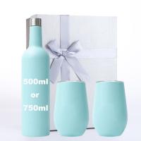 China Leakproof 750ml Stainless Steel Wine Bottle Set With Gift Box for sale