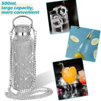 China Diamond Bling Rhinestone Stainless Steel Thermal Bottle Refillable With Chain for sale