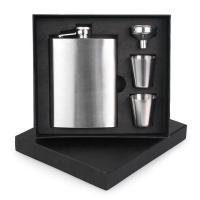 China 8oz Stainless Steel Whisky Hip Flask Gift Box Set Customized Logo for sale