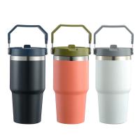 China Double Wall Stainless Steel Insulated Travel Vacuum Tumbler Mug With Handle for sale