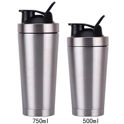 China 24oz 750ml Insulated Stainless Steel Shaker Bottle With Blenders Double Walled for sale