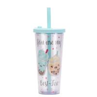 China Clear Insulated Double Wall Plastic Tumblers 24oz With Lids And Straws for sale