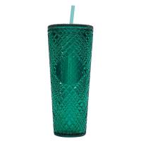 China Semi Transparent Honeycomb Textured Tumbler With Straw 24 Ounce Volume for sale