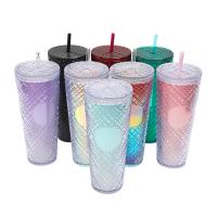 China 24Oz Studded Cup Tumbler With Lid And Straw Double Wall Insulated Matte for sale