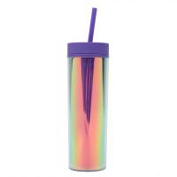 China Strata Cups Skinny Tumblers 16oz Matte Colored Acrylic With Lids And Straws for sale