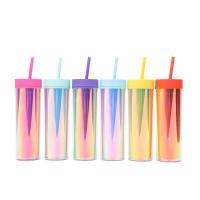 China 16oz 12 Colored Acrylic Tumblers With Lids And Straws Skinny Double Wall for sale