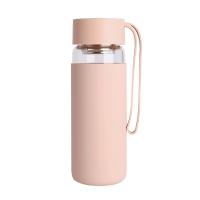 China Borosilicate Glass Drink Water Bottles With Protection Sleeve Portable for sale