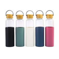 China Single Wall High Borosilicate Glass Drink Water Bottle Colorful Silicone Cover for sale