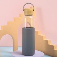 China Single Wall High Borosilicate Glass Drink Water Bottle Colorful Silicone Cover for sale