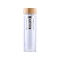 China Double Wall Inslution Borosilicate Glass Cup With 2 In 1 Stainless Steel Infusers for sale