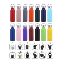 China Leather Top Handle Insulated Drinks Bottle Double Wall Type for sale