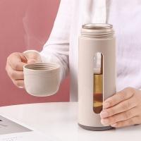 China Unbreakable Plastic Cover Portable Glass Water Bottles With Drink Cup for sale