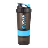 China Custom Logo 650ml Black Three Layers Fitness BPA Shaker Cup for sale