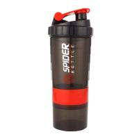 China Custom Logo 650ml Black Three Layers Fitness BPA Shaker Cup for sale