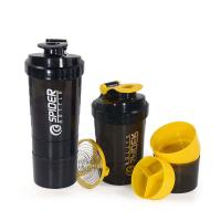 China Custom Logo 650ml Black Three Layers Fitness BPA Shaker Cup for sale
