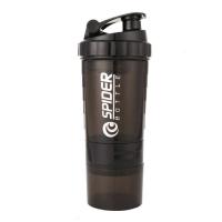 China Custom Logo 650ml Black Three Layers Fitness BPA Shaker Cup for sale