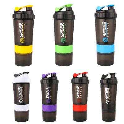 China Custom Logo 650ml Black Three Layers Fitness BPA Shaker Cup for sale