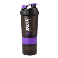 China Custom Logo 650ml Black Three Layers Fitness BPA Shaker Cup for sale