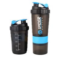 China Custom Logo 650ml Black Three Layers Fitness BPA Shaker Cup for sale