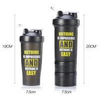 China Custom Logo Three Layers Fitness Bpa Free Plastic Shaker Bottles for sale