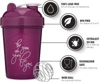 China 400ml Motivational Quotes Gym Shaker Bottle Cup With Wire Ball for sale